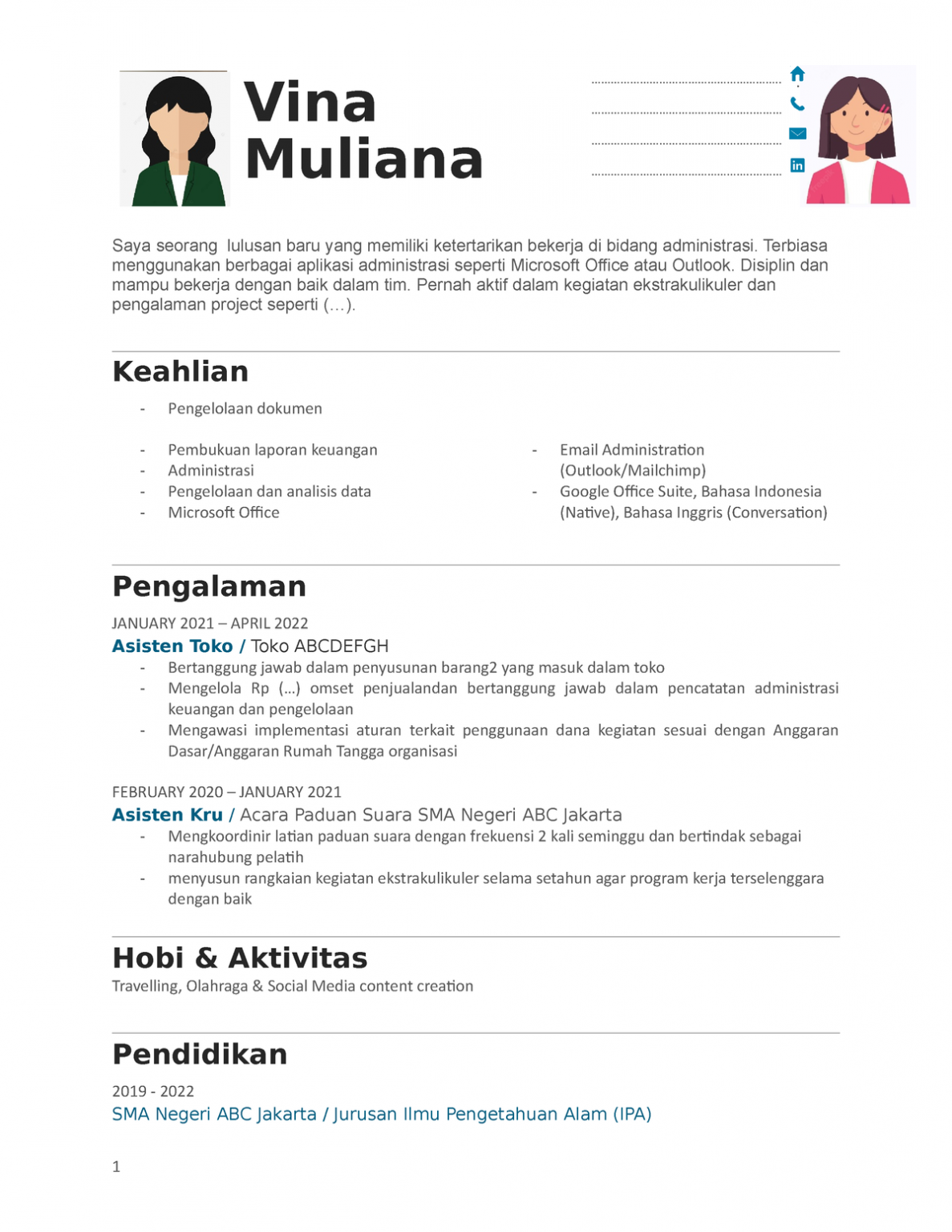 10+ Contoh CV Bahasa Indonesia Yang Menarik - RajaLoker Artikel